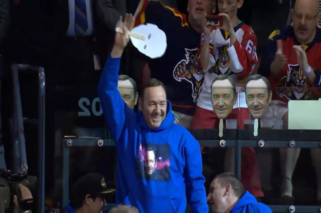 Kevin Spacey dons ‘Spacey Facey’ at Panthers game | Celebrity