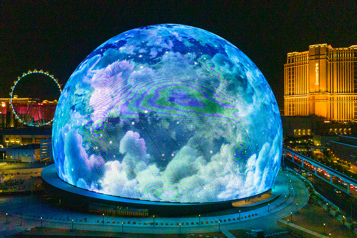 Las Vegas Sphere lights up night sky in drone-recorded timelapse video | Arts & Culture