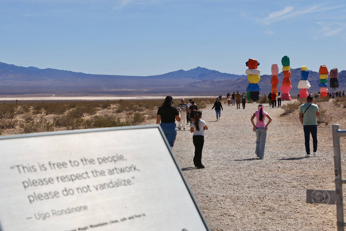 Seven Magic Mountains installation sees monolith installed overnight ...